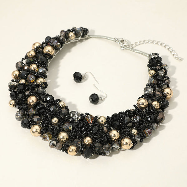 black statement necklace set